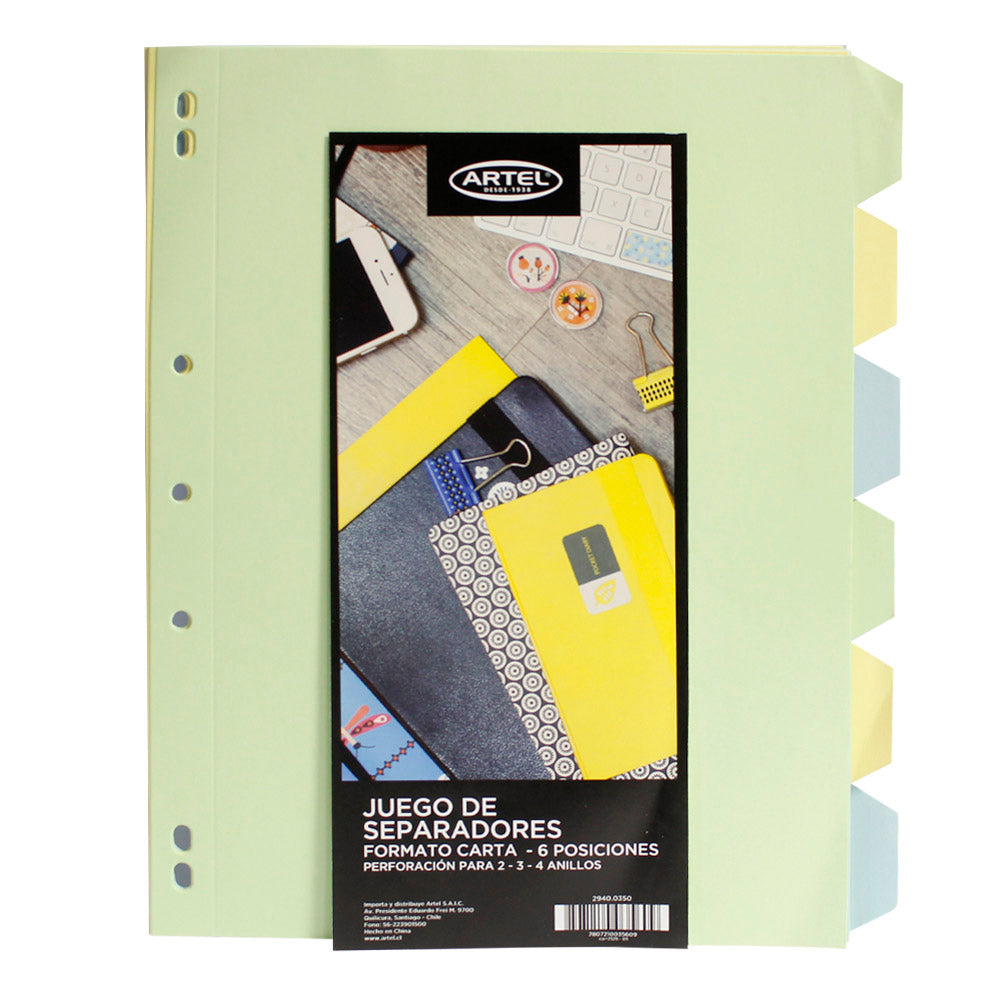 Separador Carta 6 divisiones ARTEL