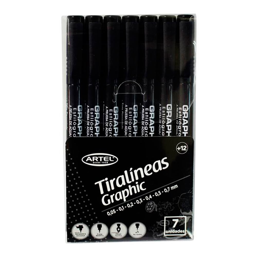 Set con 7 tiralineas todas las medidas